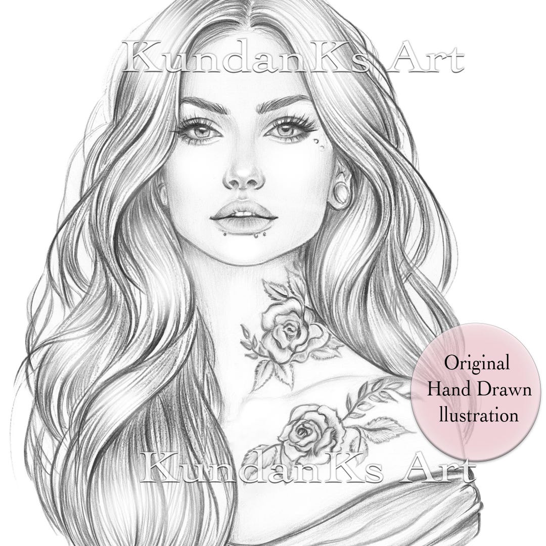 Valencia| Adult Coloring Page| Portrait Coloring | Grayscale Coloring ...