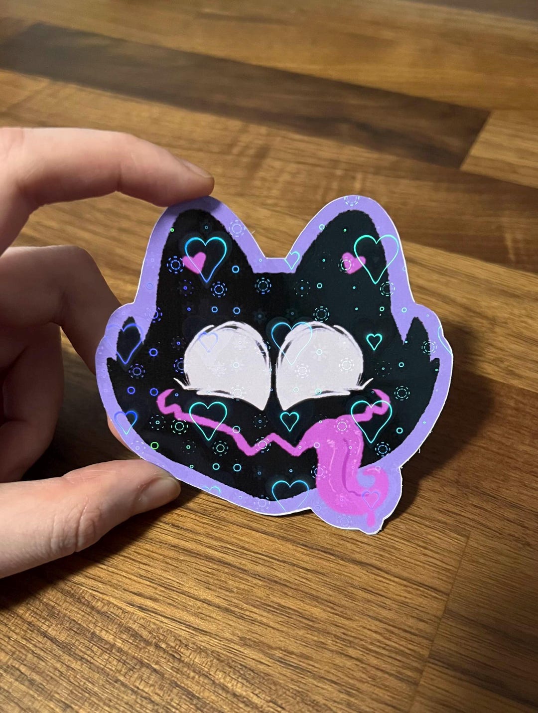 Phantom Meowscles Vinyl Sticker // Hearty Holographic Effect - Etsy