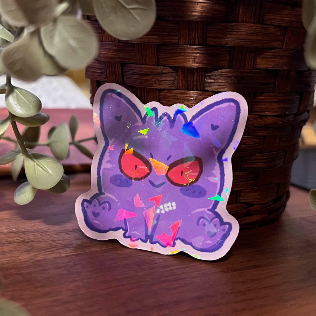 Gengar Vinyl Sticker // Shattered Glass Holographic Effect - Etsy