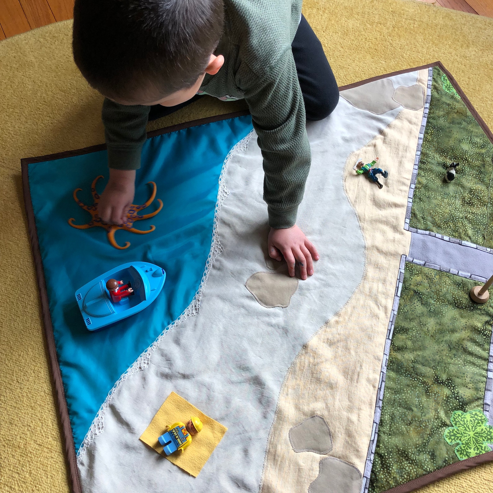 Beach Theme Child Play Mat or Baby Tummy Time Mat - Made From Eco ...