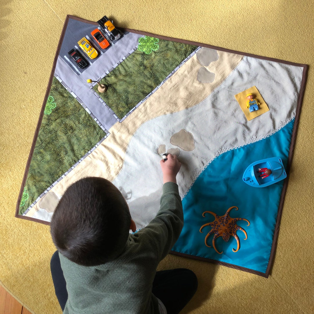 Beach Theme Child Play Mat or Baby Tummy Time Mat - Made From Eco ...