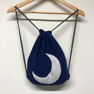 Kids Navy Moon Drawstring Backpack - Handmade Bag Made From Upcycled ...