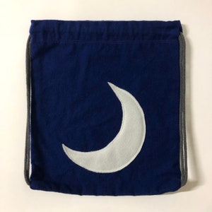 Kids Navy Moon Drawstring Backpack - Handmade Bag Made From Upcycled ...