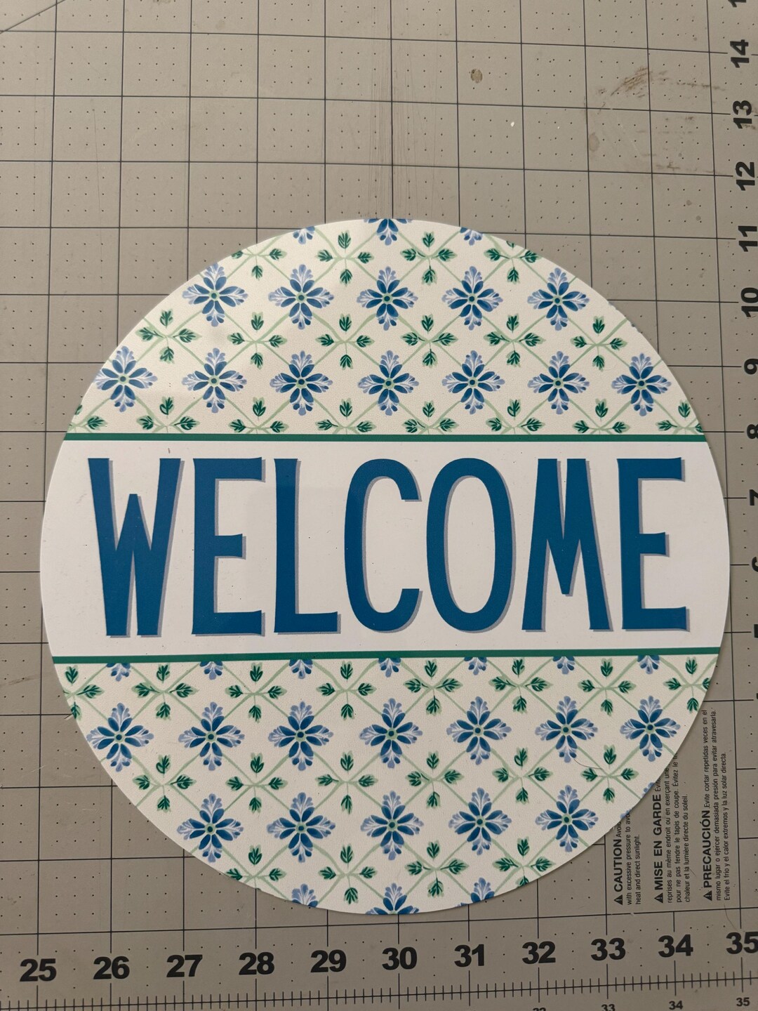WELCOME Sign, Hints of Blues and Greens Delicate Flowers Through Out ...