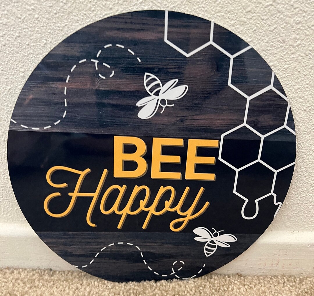 Bee Happy Sign, Bumble Bee Sign, Summer Wreath Sign, Honeybee Decor - Etsy