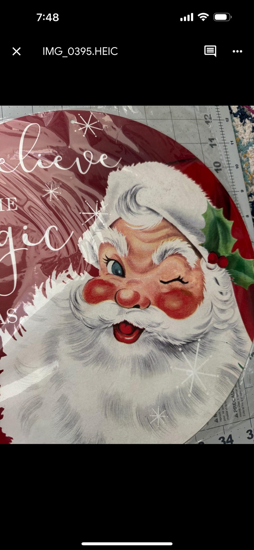 Santa Winking Circle Wreath Sign Vintage Sign Christmas Santa Sign ...