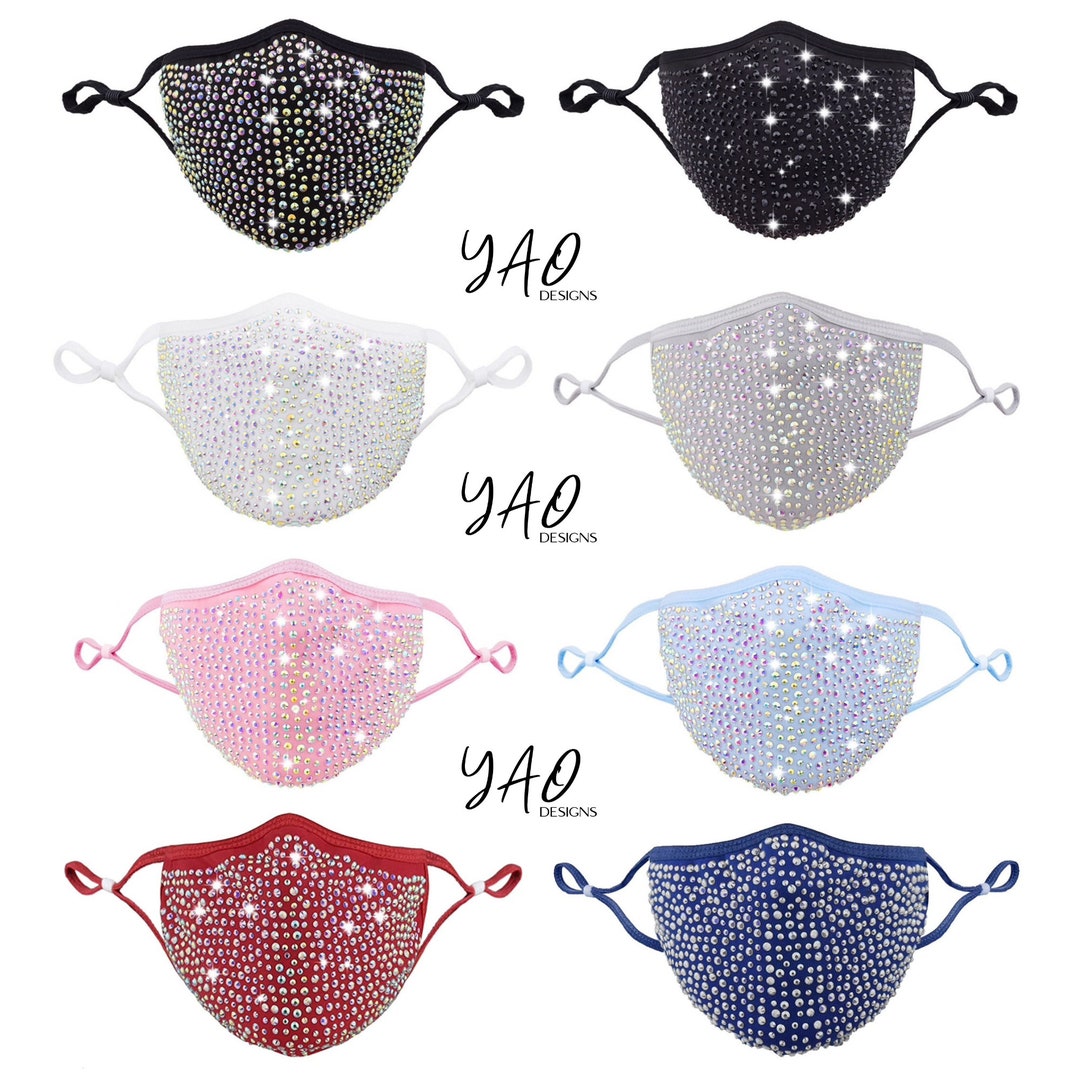NEW BLING Face Masks Rhinestone Face Masks by Yaodesigns Crystal Face ...