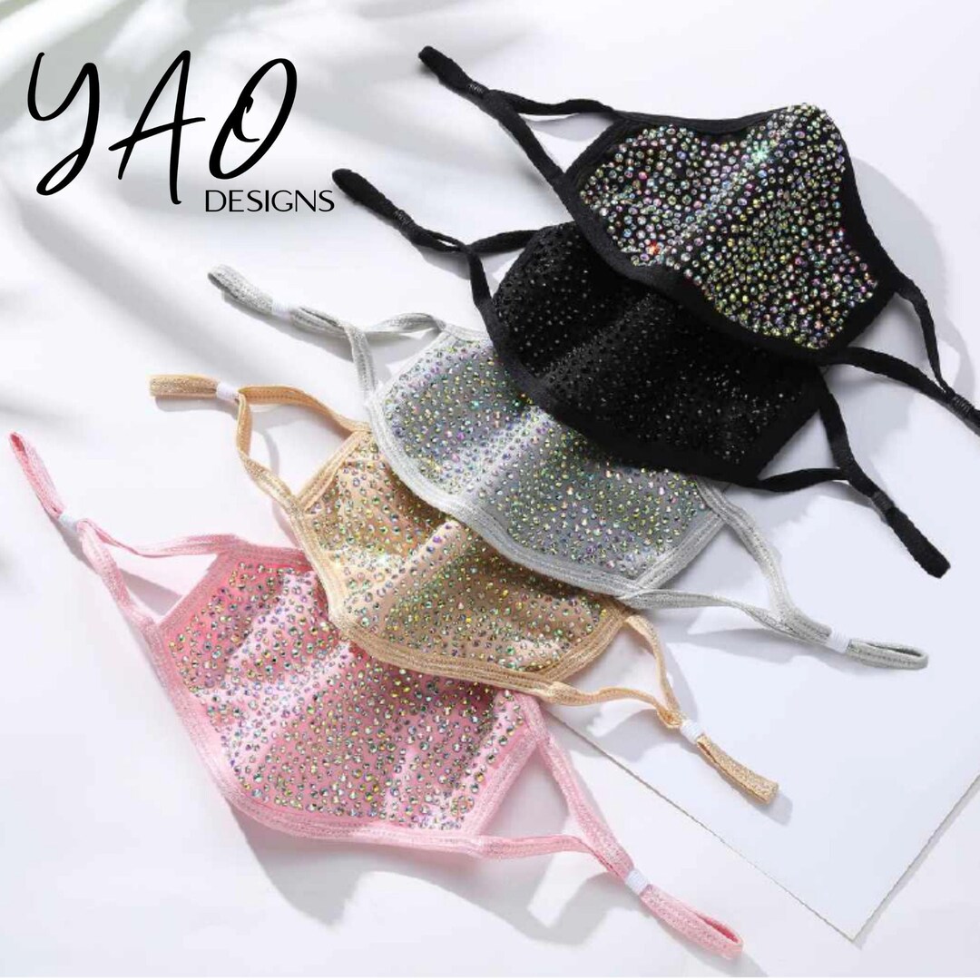 NEW BLING Face Masks Rhinestone Face Masks by Yaodesigns Crystal Face ...