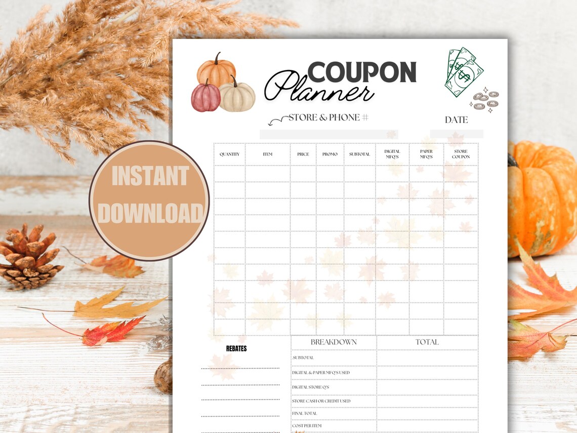 Coupon Planner, Template, Printable, Worksheet - Etsy