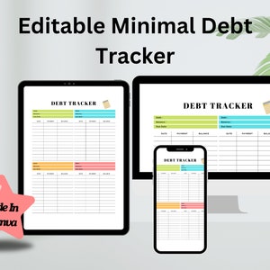 Editable Minimal Debt Tracker - Etsy