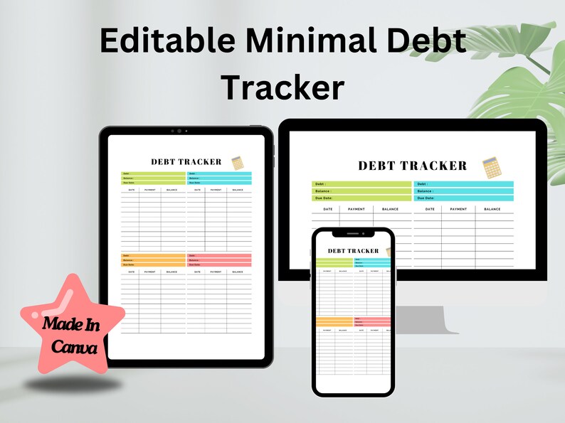 Editable Minimal Debt Tracker - Etsy