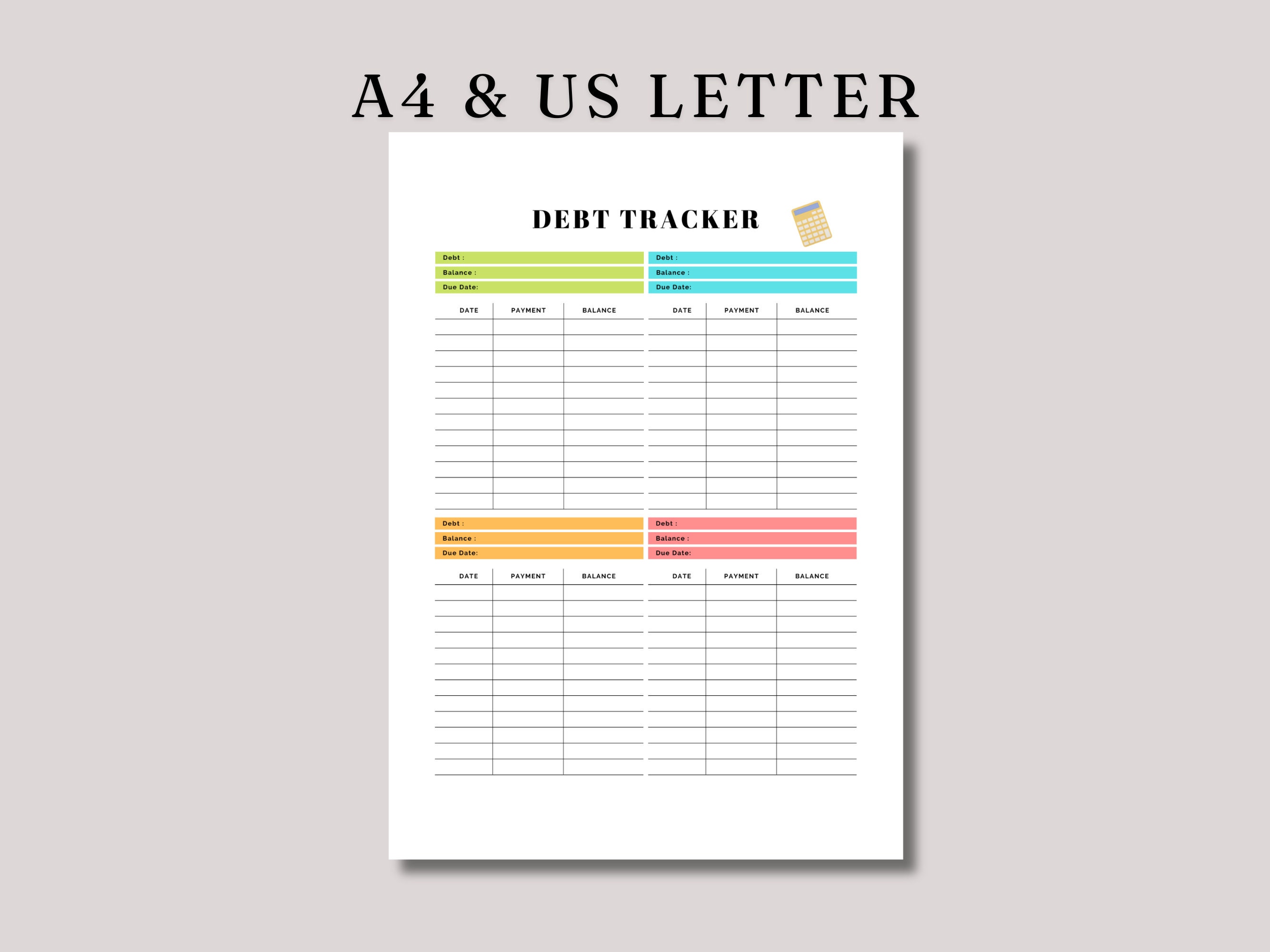 Editable Minimal Debt Tracker - Etsy