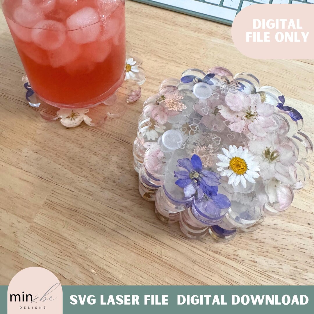 Modern Coaster Designs, Scalloped Coaster Laser Cut Svg Digital ...