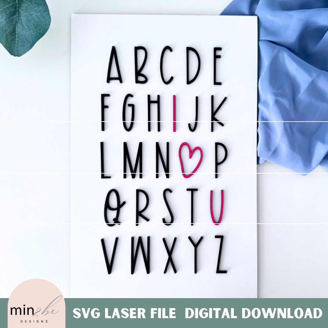 Alphabet Chart I Heart You, Modern Alphabet Design, Minimalist Nursery ...