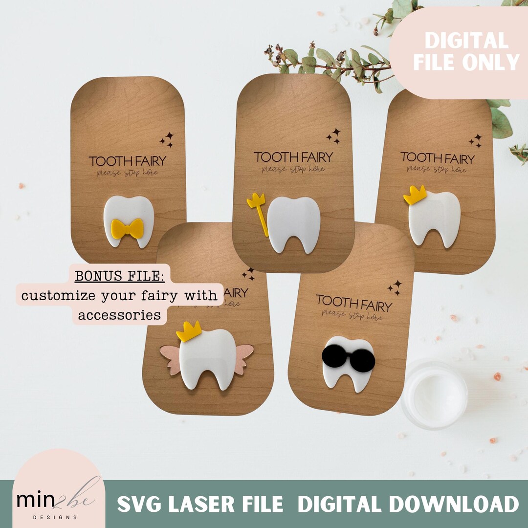 Tooth Fairy Door Hanger Svg, Modern Tooth Fairy Sign Digital File ...