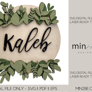 Floral Backing Design, Layered Leaf Svg, Minimalist Nursery Idea ...