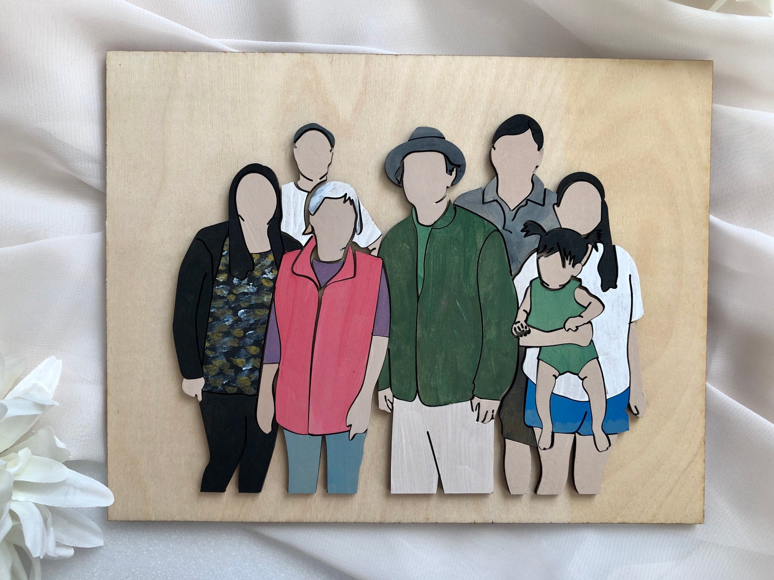 Family Wood Portrait, Custom Family Portrait Illustration, Family ...