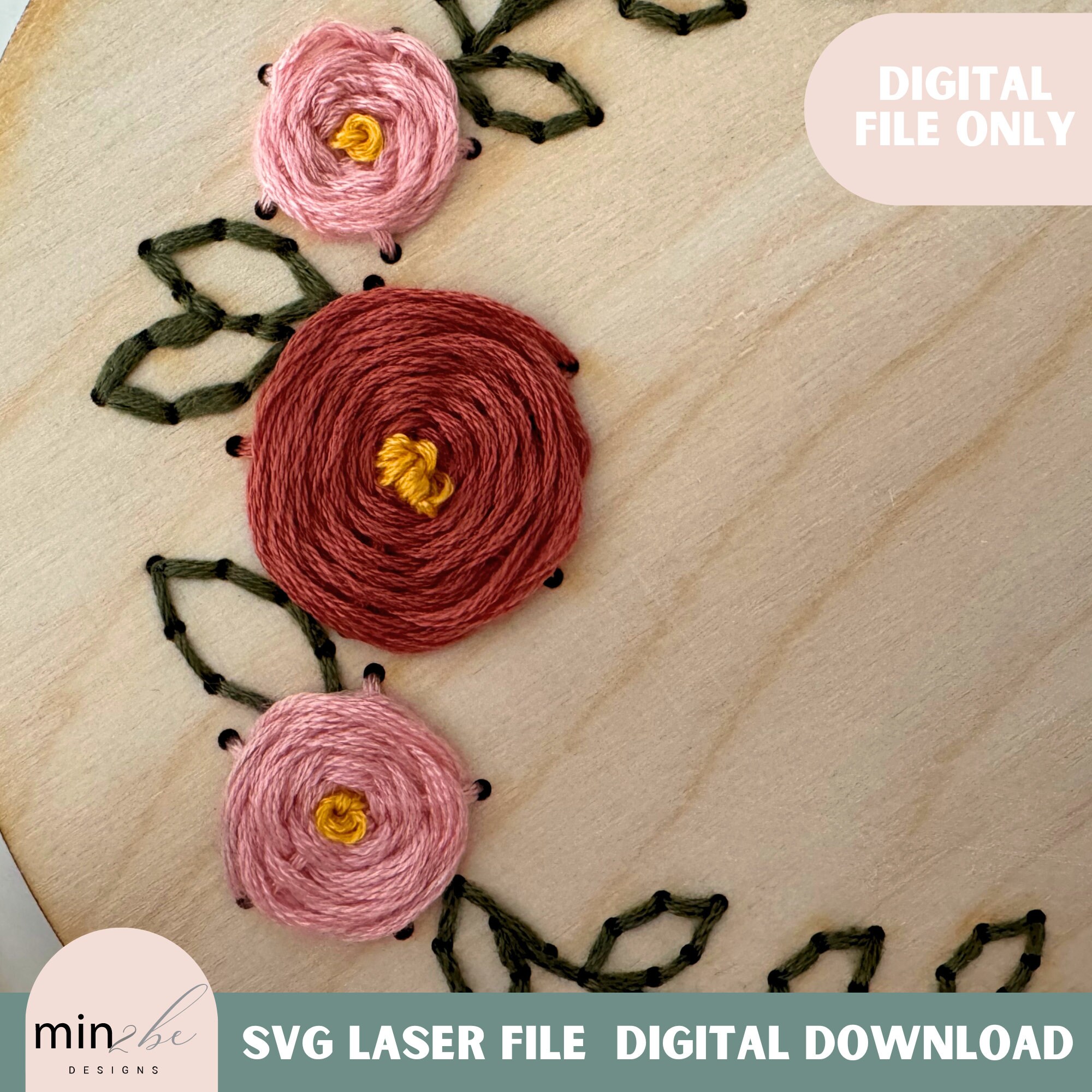 Wood Embroidery Template Digital Svg File, Laser Ready Embroidery Cut ...