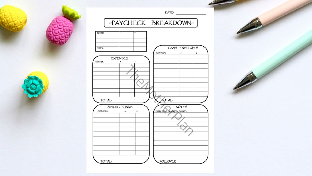Paycheck Breakdown| Paycheck Budget Sheet Printable| PDF Download - Etsy