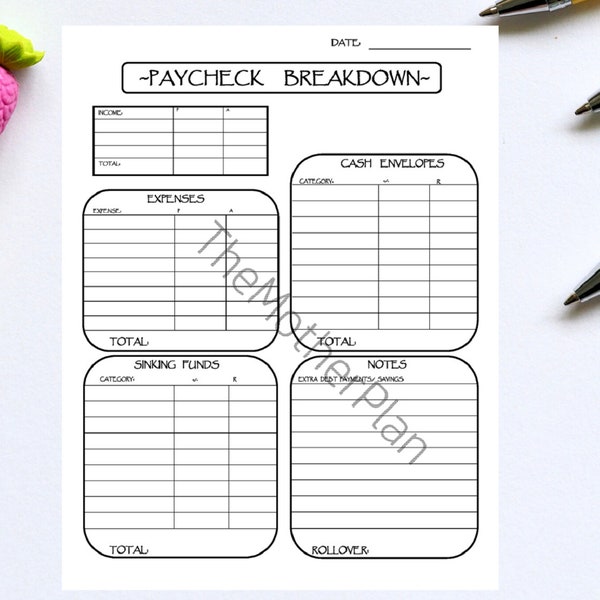 Paycheck Budget Sheet Printable - Etsy