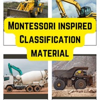 Montessori Inspired Classification Material, Construction Vehicle ...