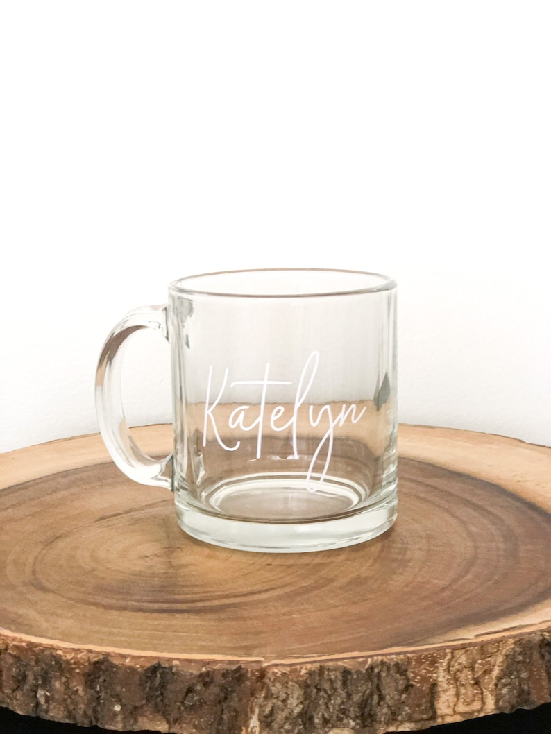 Personalized Mug Clear Glass Mug With Handle Birthday T Etsy