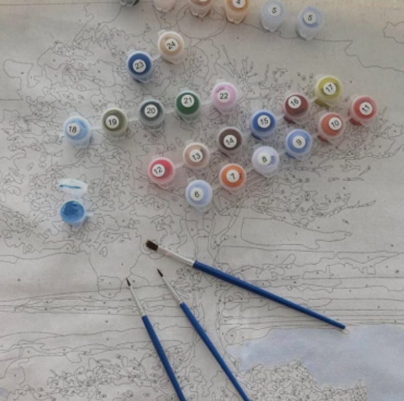 ROLLED Paint by Numbers - Blue & Gold Butterflies - 40x50cm DIY Painting Kit - Same Day Dispatch ...