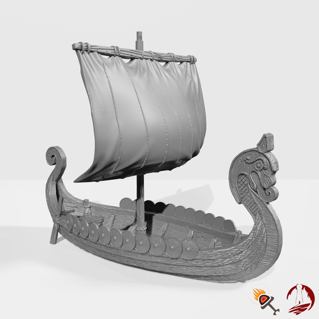 Viking Longship 28mm for D&D Terrain, Dnd Pathfinder Fantasy Barbarian Ship, Dark Realms, Gift ...