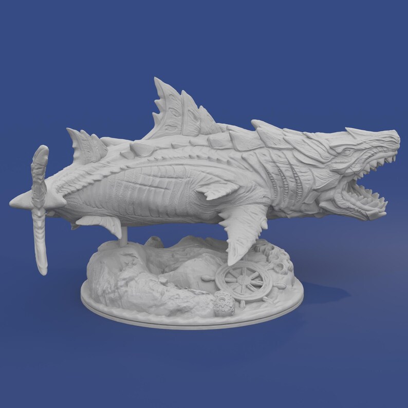 3D Printed Devil Shark Miniature for D&D, Pathfinder, TTRPG 15mm-32mm ...
