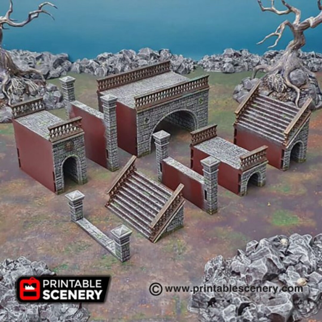 Arcanist's Stone Bridge Tiles 28mm, Modular Openlock Building Tiles, D&D Bridge Terrain, Dnd ...