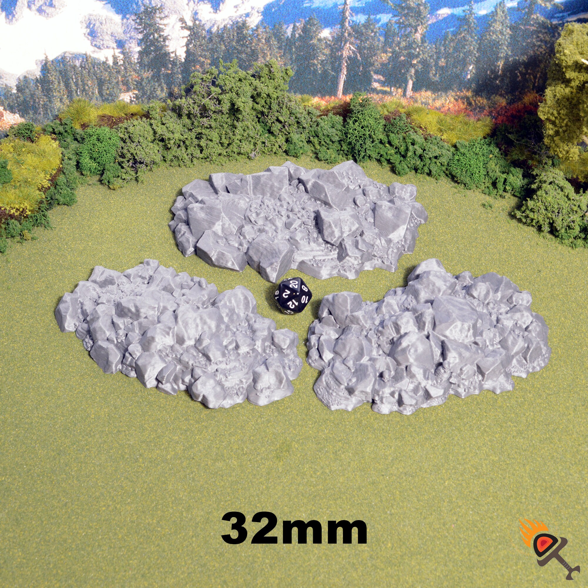 Miniature Jagged Rocks 15mm 28mm 32mm for D&D Terrain Dnd - Etsy