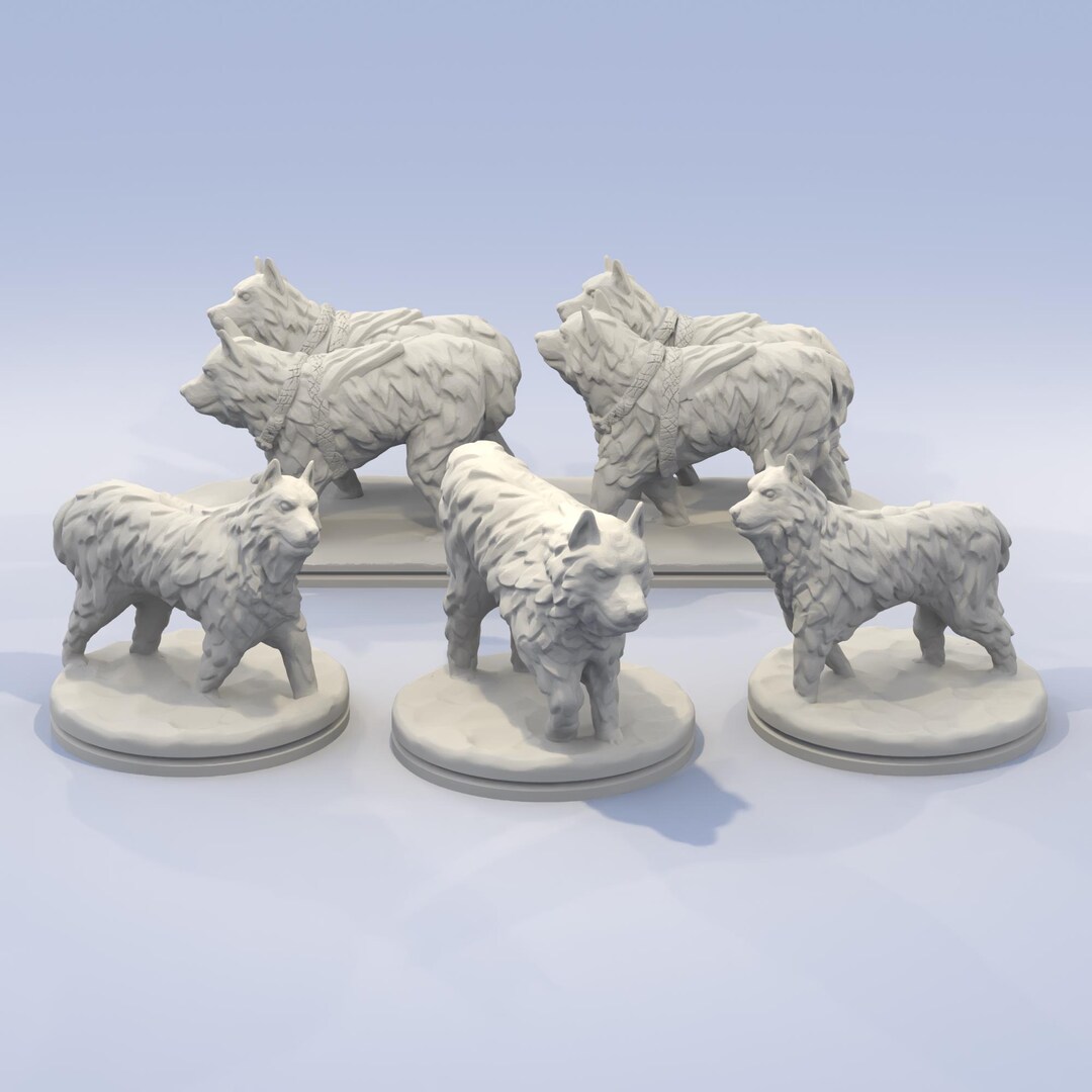 Sled Dog Miniatures for D&D Icewind Dale Terrain 15mm-32mm - Etsy