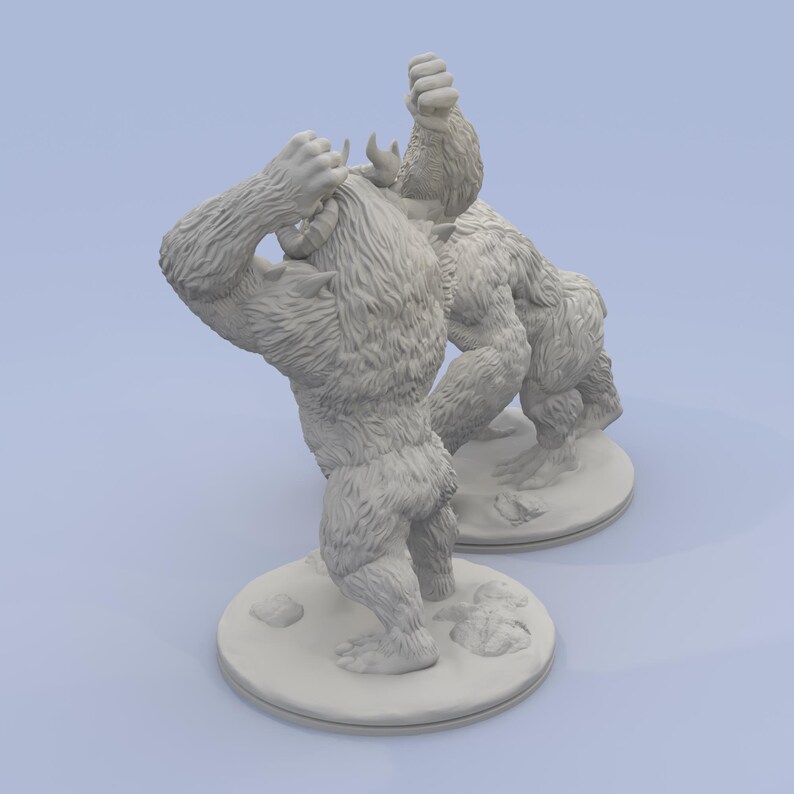Arctic Yeti Miniature, 3D Printed Growling Monster for D&D, Pathfinder ...