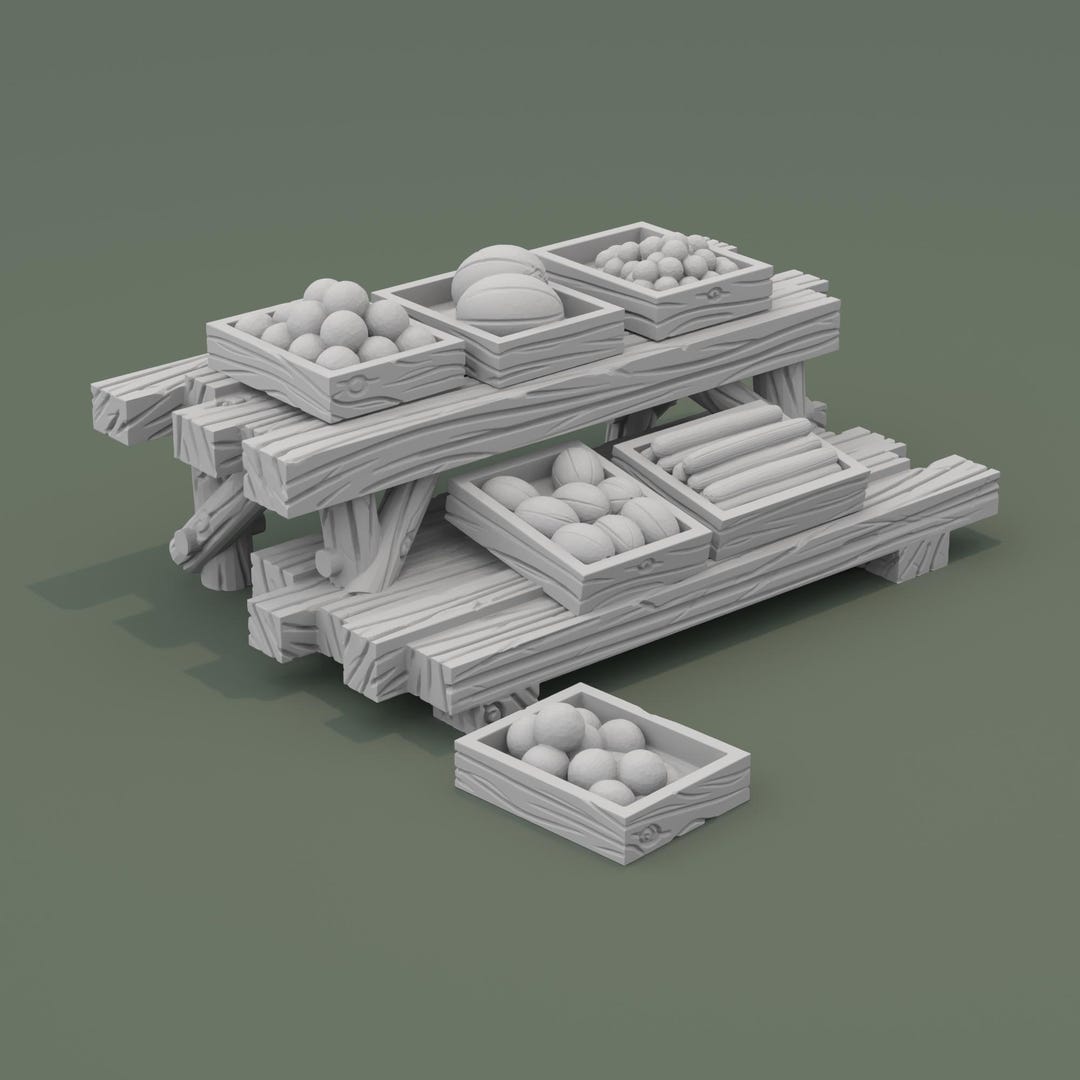 3D Printed Miniature Produce Shop Table for D&D, TTRPG 15mm-32mm - Etsy