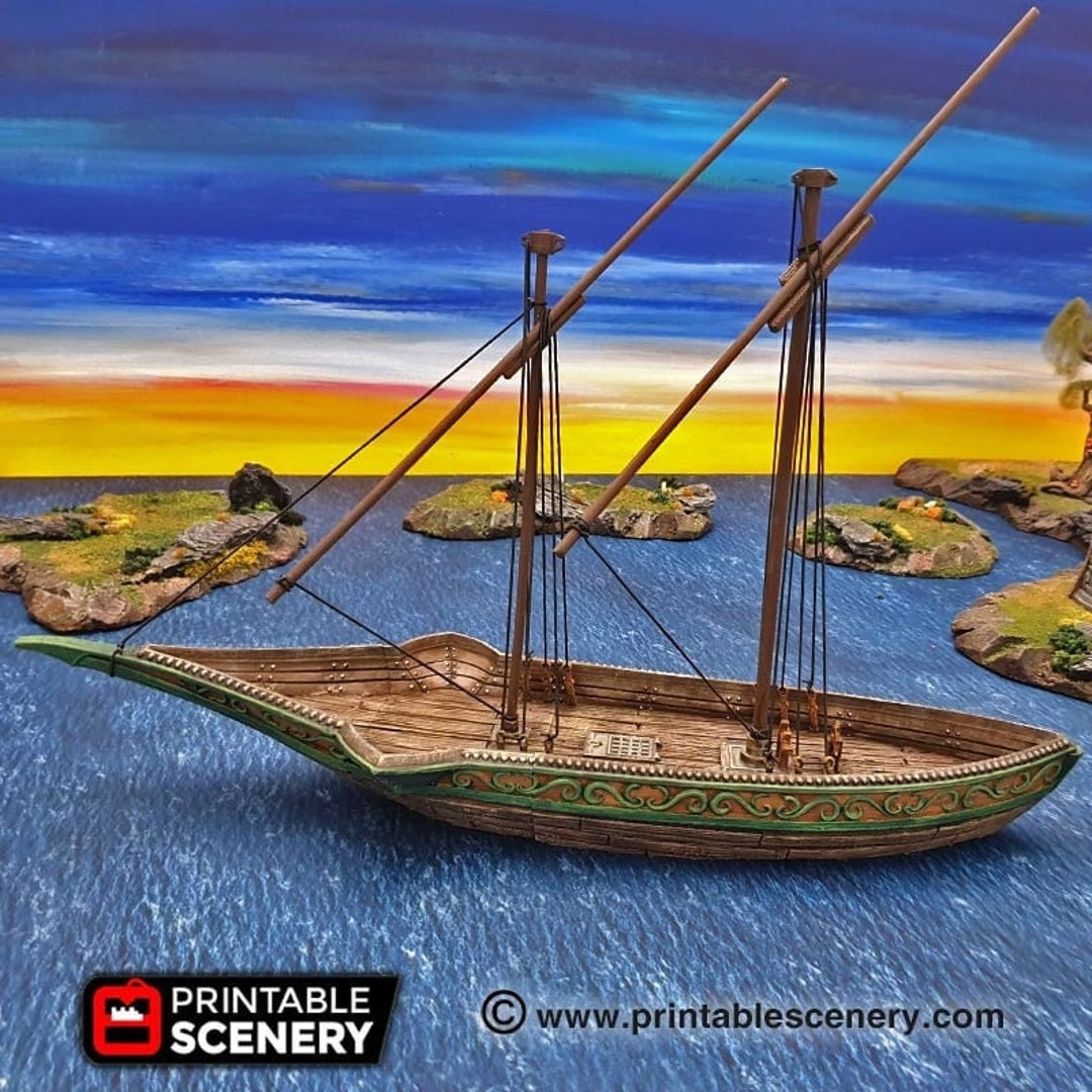 Miniature Elven Ship 28mm for D&D Ships, Sea Reaver for Dnd Pathfinder ...