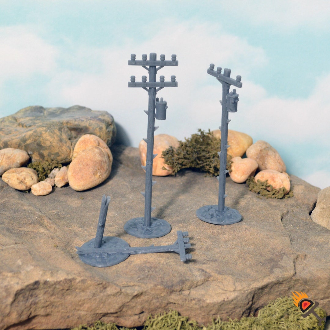 Miniature Power Poles for Post-apocalyptic Terrain 15mm 20mm 28mm 32mm ...