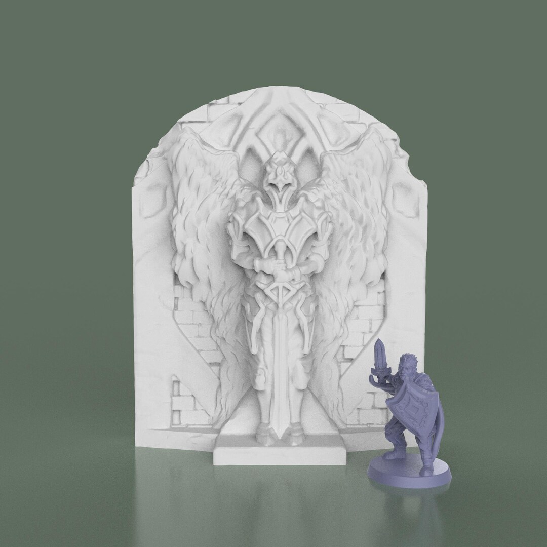 Winged Knight Edifice: Stone Angel Statue for Dnd TTRPG Terrain 15mm ...