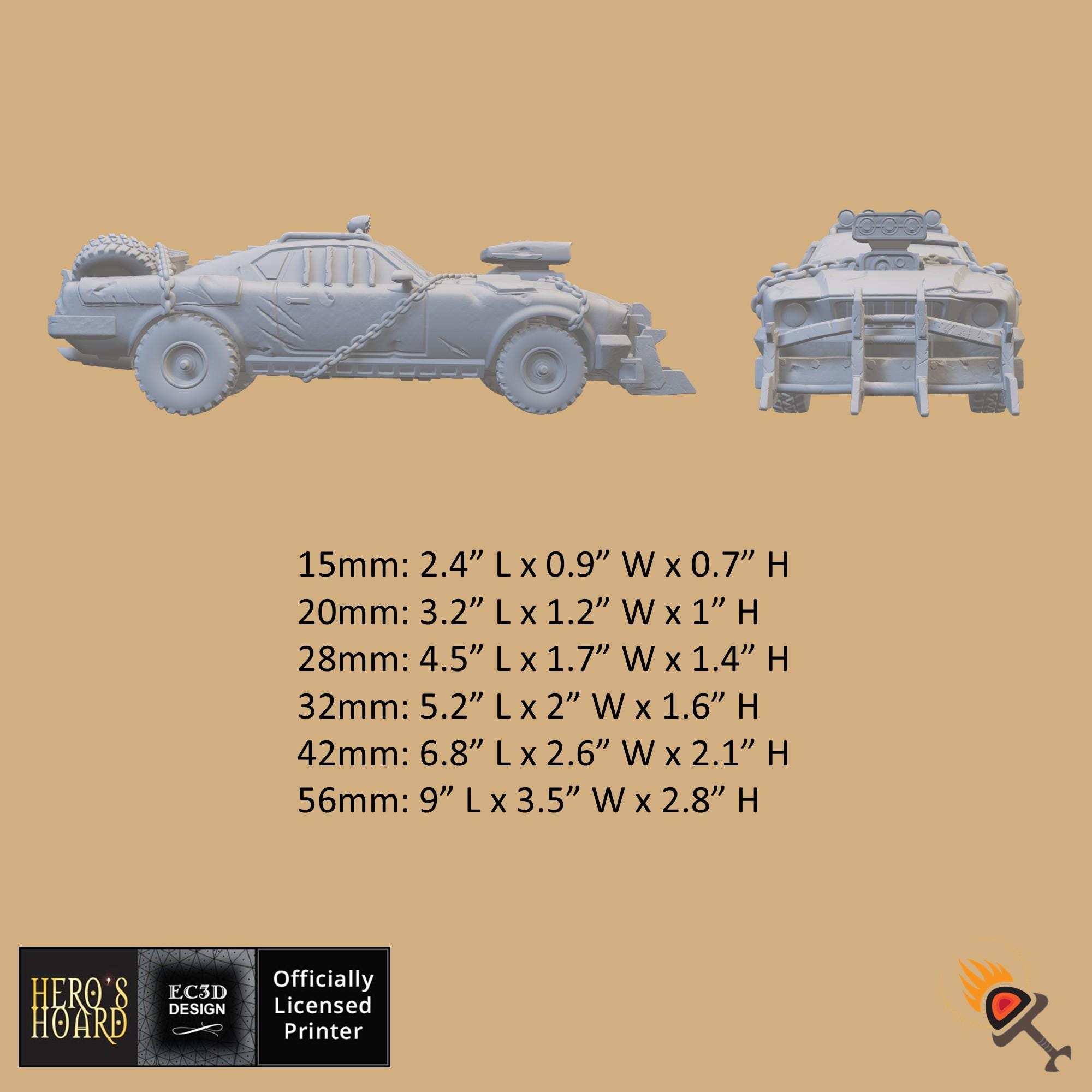 Road Warrior Car Miniature for Gaslands, Post-apocalyptic Race Car 20mm ...