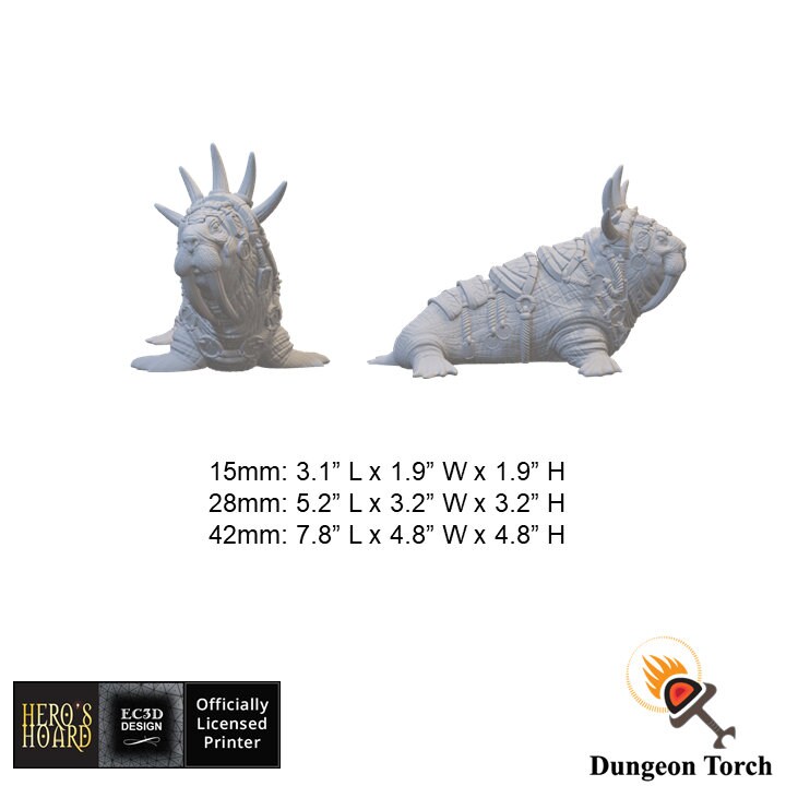 Giant Armored Walrus 15mm 28mm 42mm for D&D Terrain DnD | Etsy