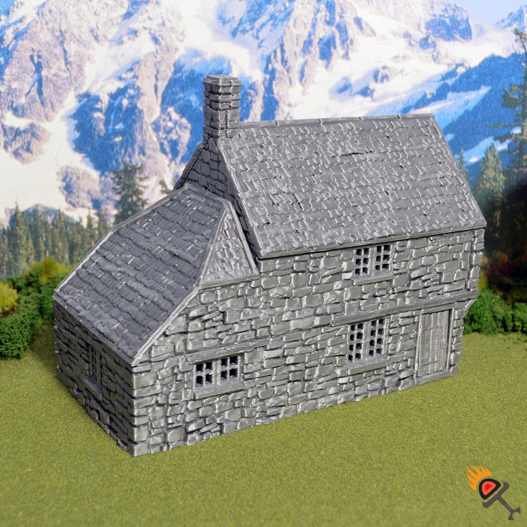 Hollyhock Cottage 15mm 28mm 32mm for D&D Terrain, Medieval Stone House ...
