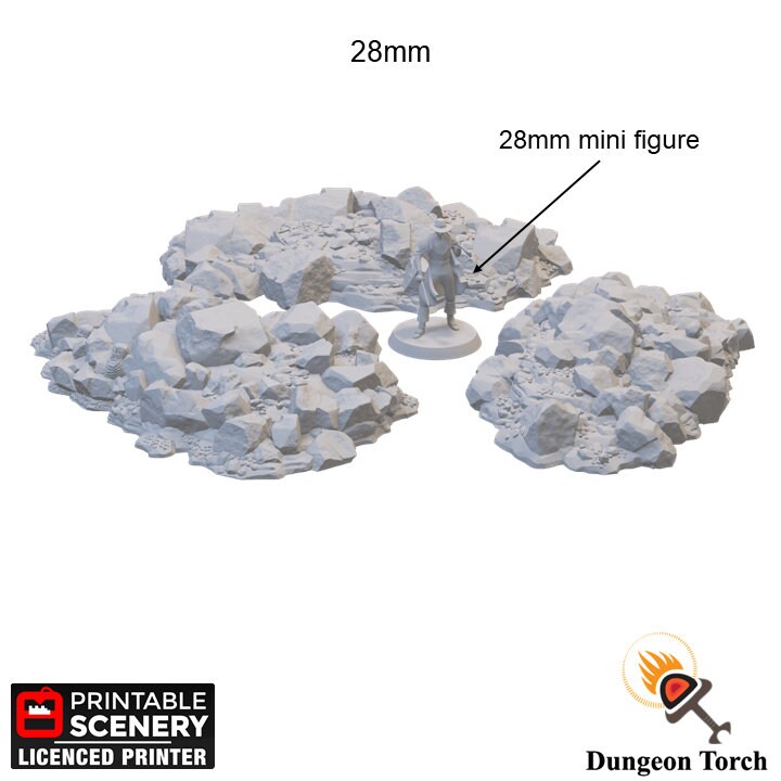 Miniature Jagged Rocks 15mm 28mm 32mm for D&D Terrain Dnd - Etsy