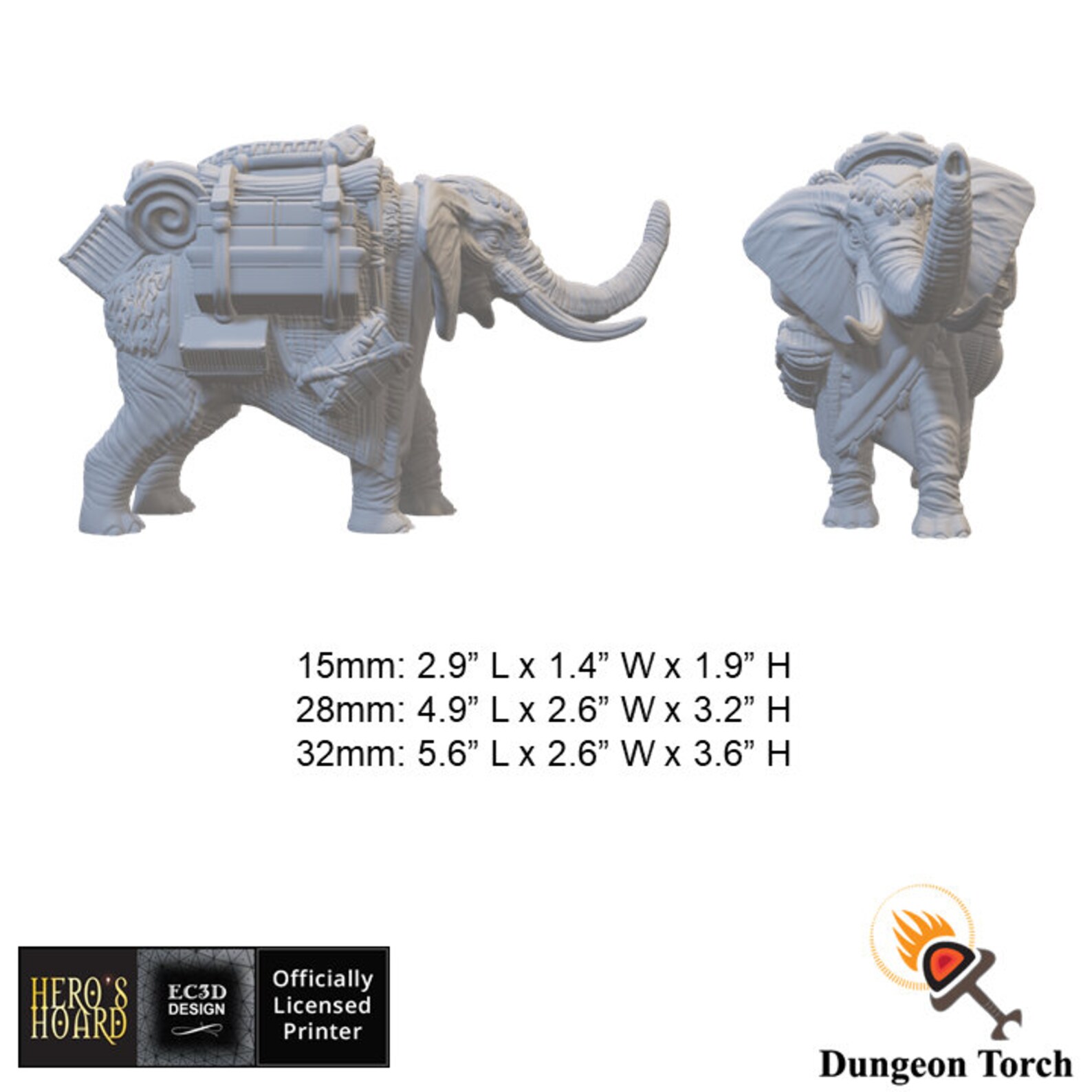 Miniature Pack Elephant 15mm 28mm 32mm for D&D Terrain DnD - Etsy Italia