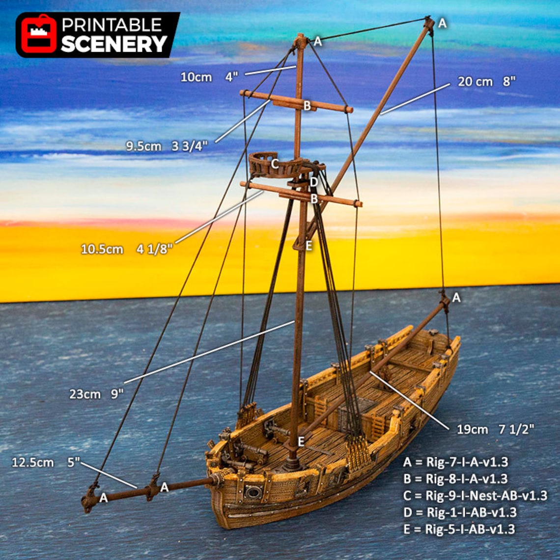 Miniature Sloop 28mm for D&D Ships DnD Boat Pathfinder Boat | Etsy