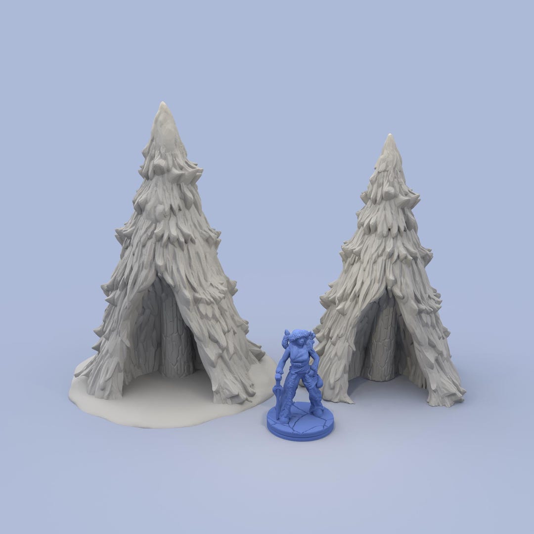 3D Printed Shelter Pine Tree Miniature for D&D Icewind Dale Terrain ...