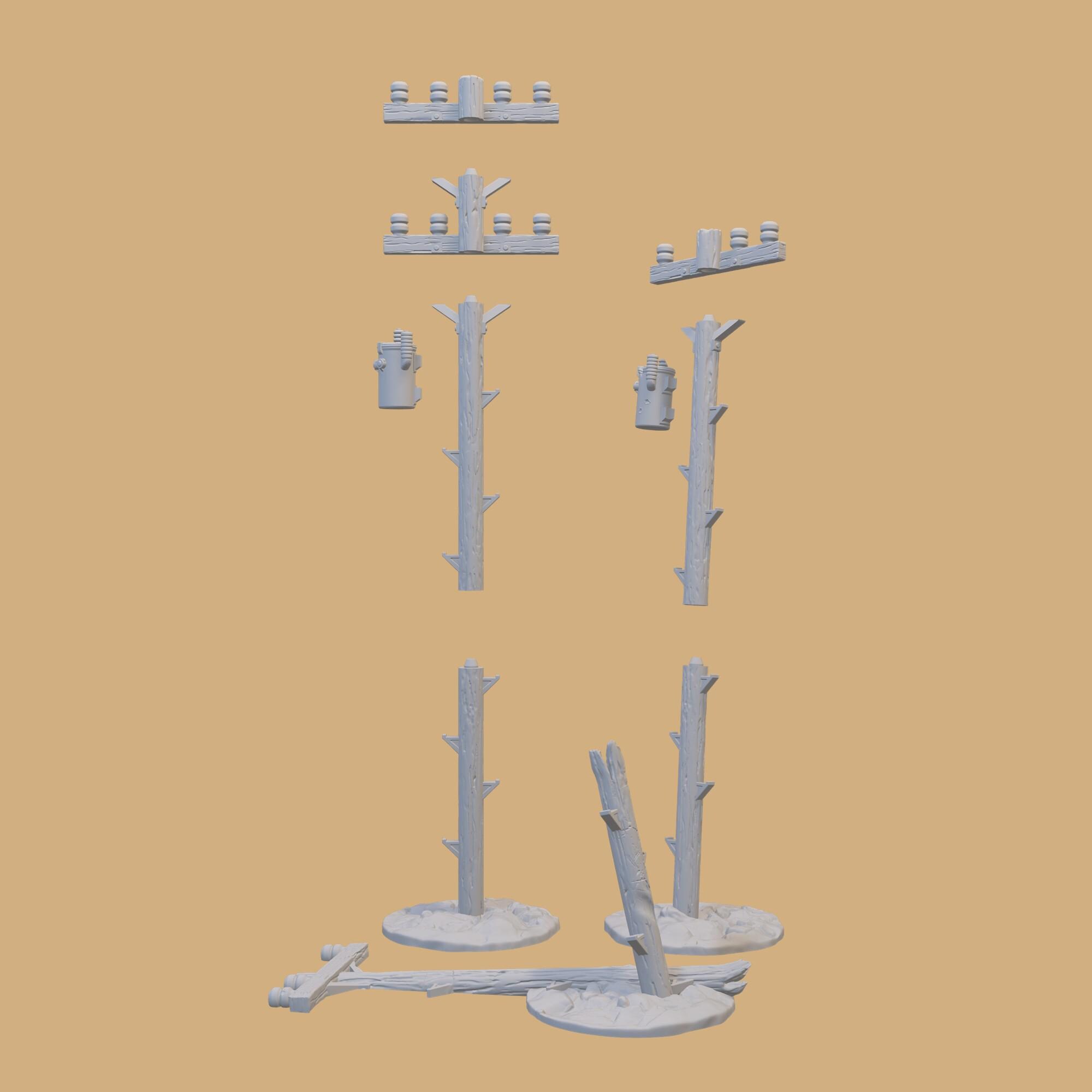 Miniature Power Poles for Post-apocalyptic Wargame Terrain 15mm-32mm - Etsy