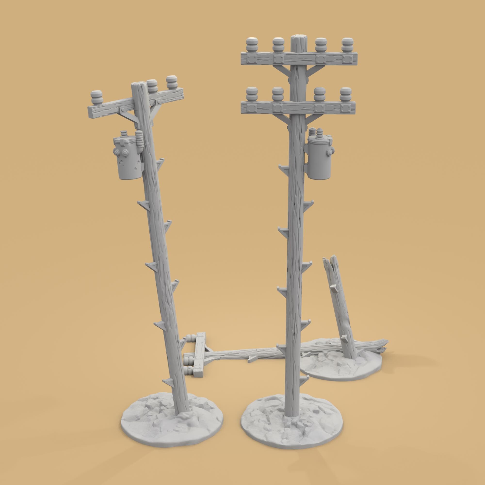 Miniature Power Poles for Post-apocalyptic Wargame Terrain 15mm-32mm - Etsy