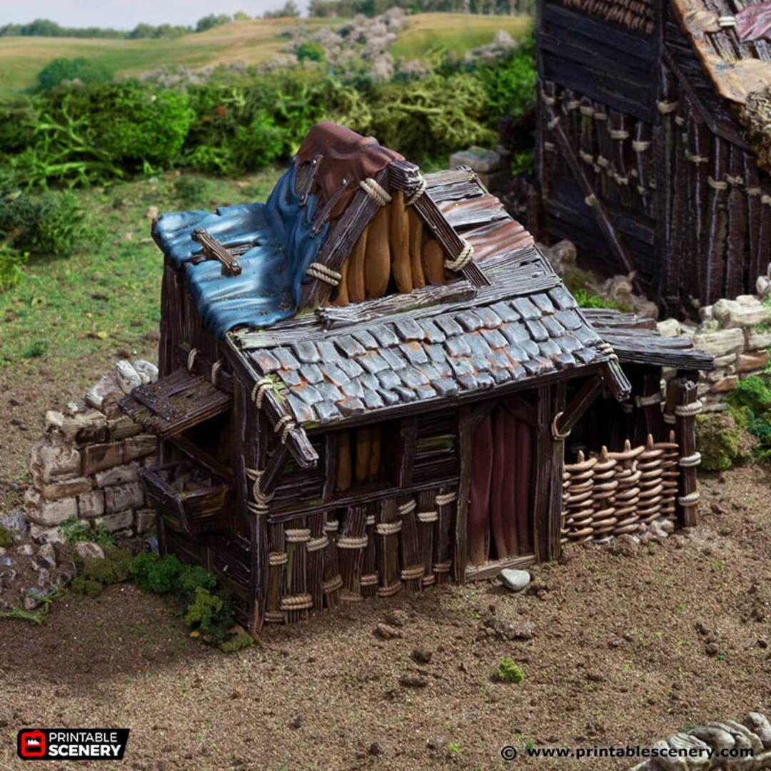 Miniature Medieval Shanty for Dnd Terrain 15mm 28mm 32mm, Small Shack ...