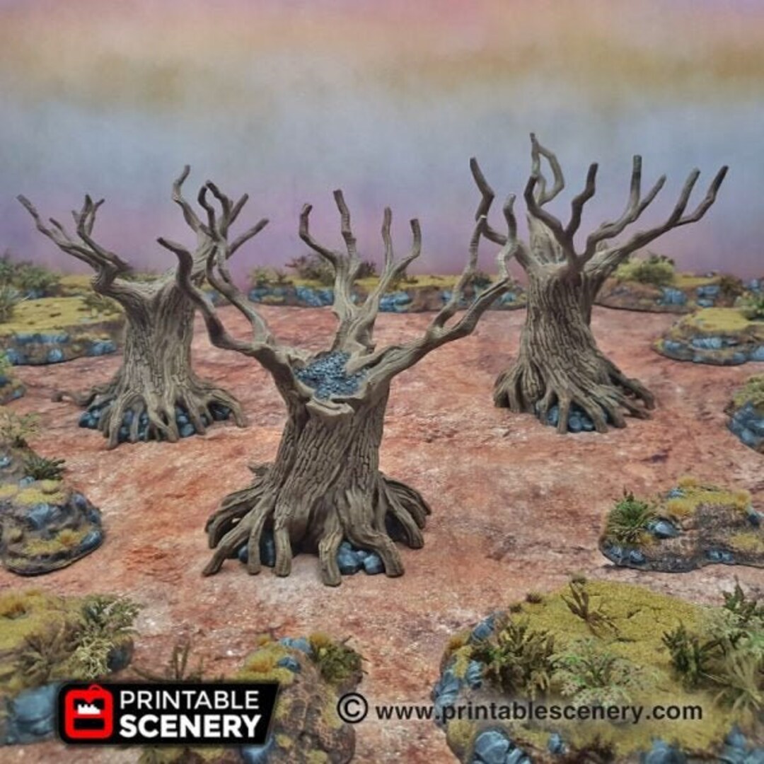 Miniature Twisted Trees 15mm 20mm 28mm 32mm for Gaslands Terrain ...