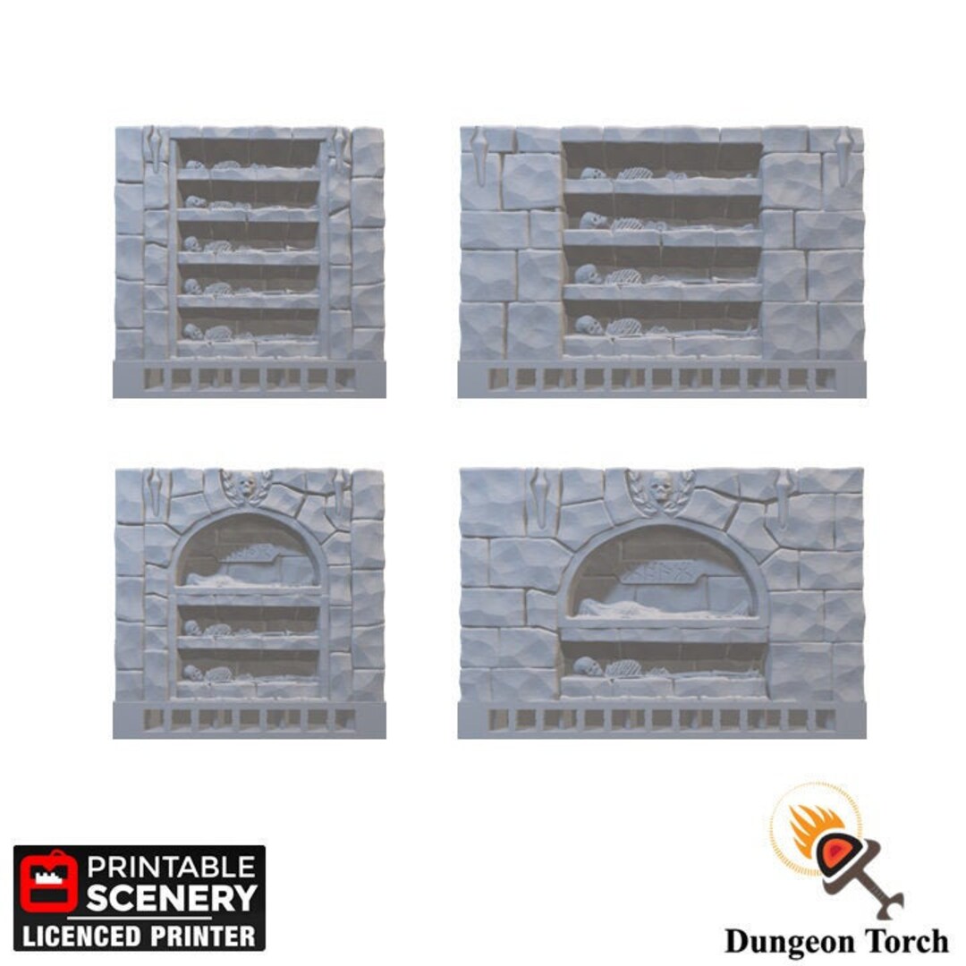 Crypt Walls 28mm for D&D Terrain, Modular Openlock Building Tiles, Dnd ...
