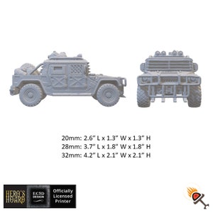 Miniature Humvee for Gaslands 20mm 28mm 32mm, Post-apocalyptic Fallout ...